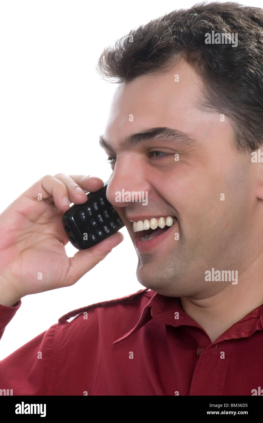 people on white - men with phone Stock Photo - Alamy