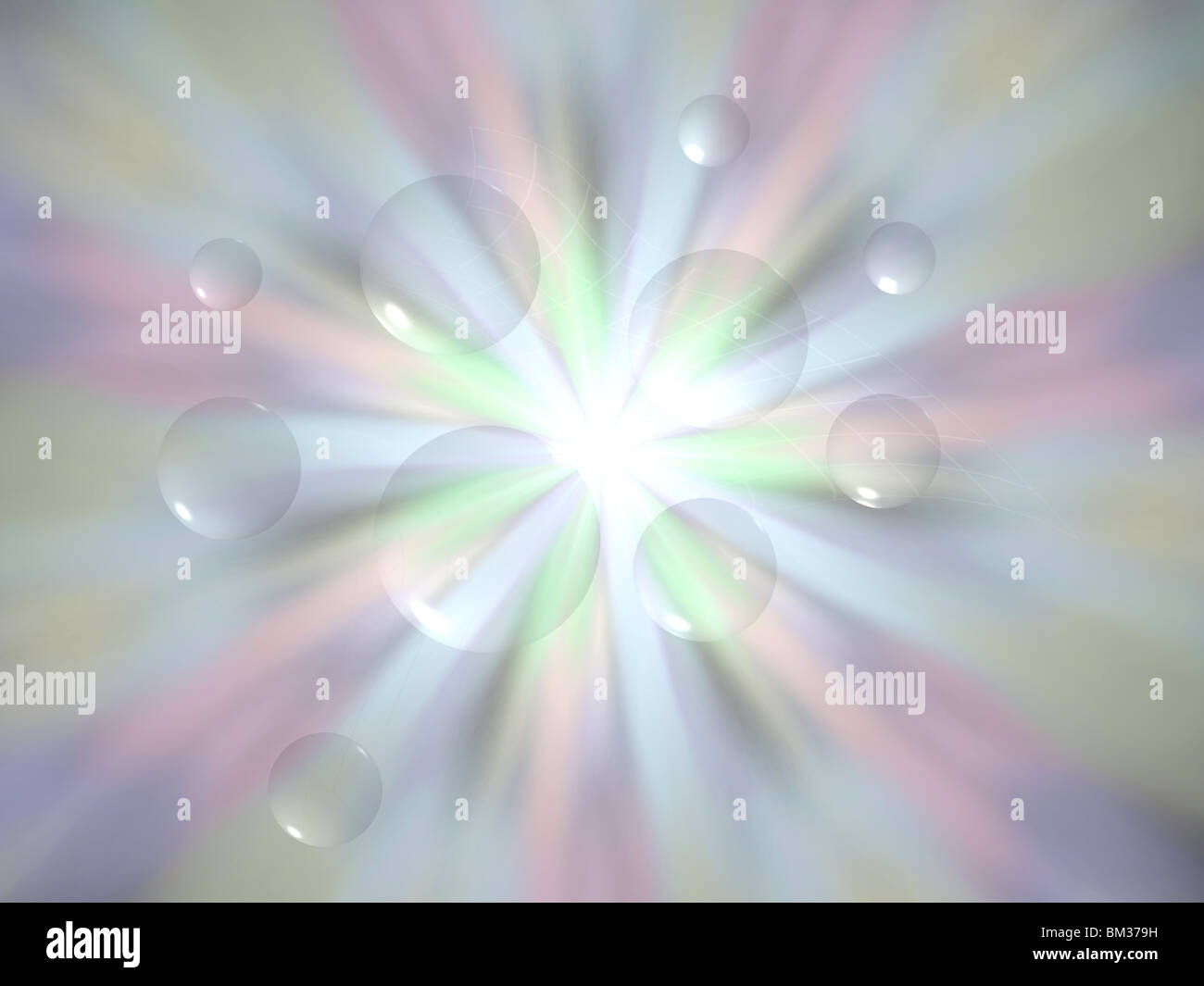 Circles and light beam, CG Stock Photo - Alamy