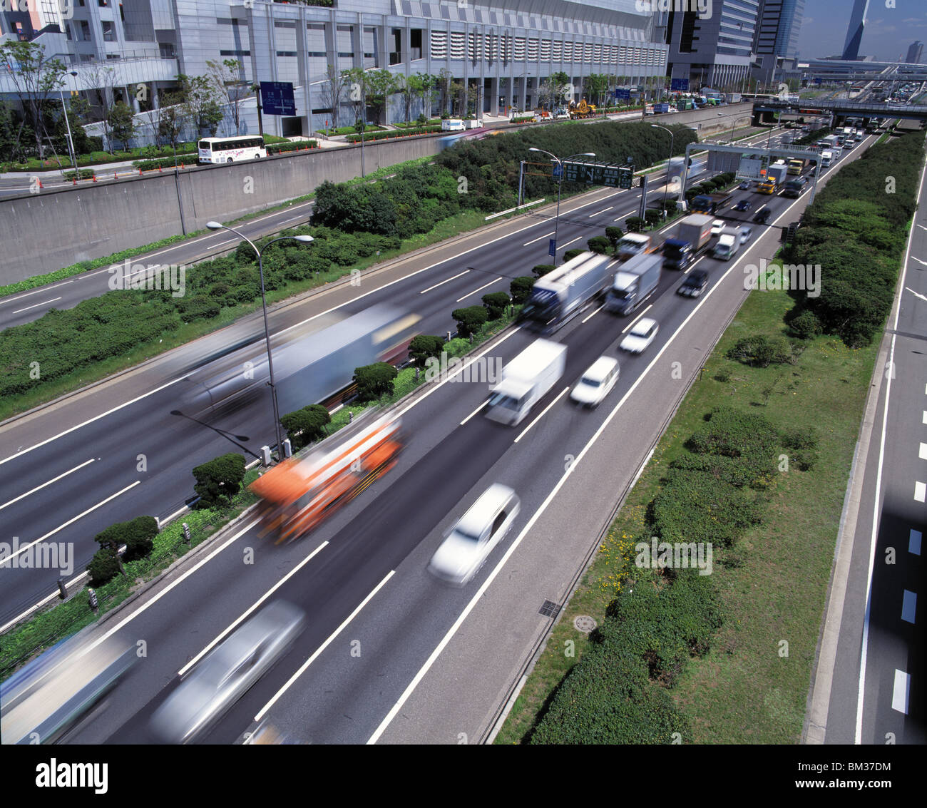 Highway traffic, high angle view Stock Photo - Alamy