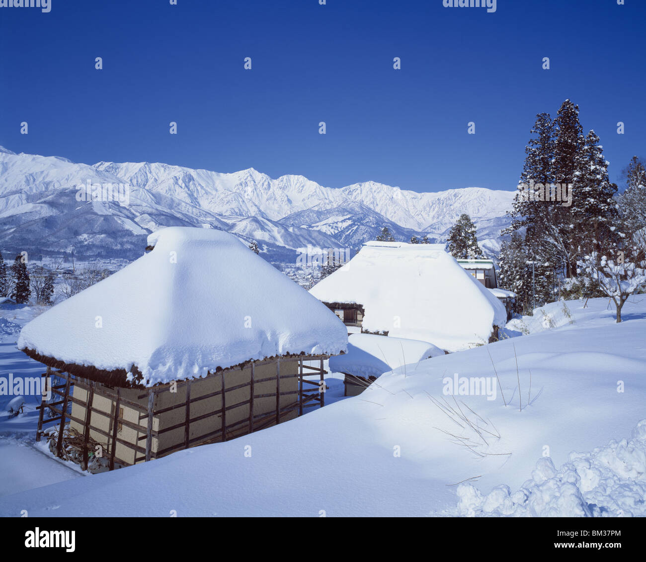Hakuba three mountains in snow, Hakuba village, Nagano Prefecture ...