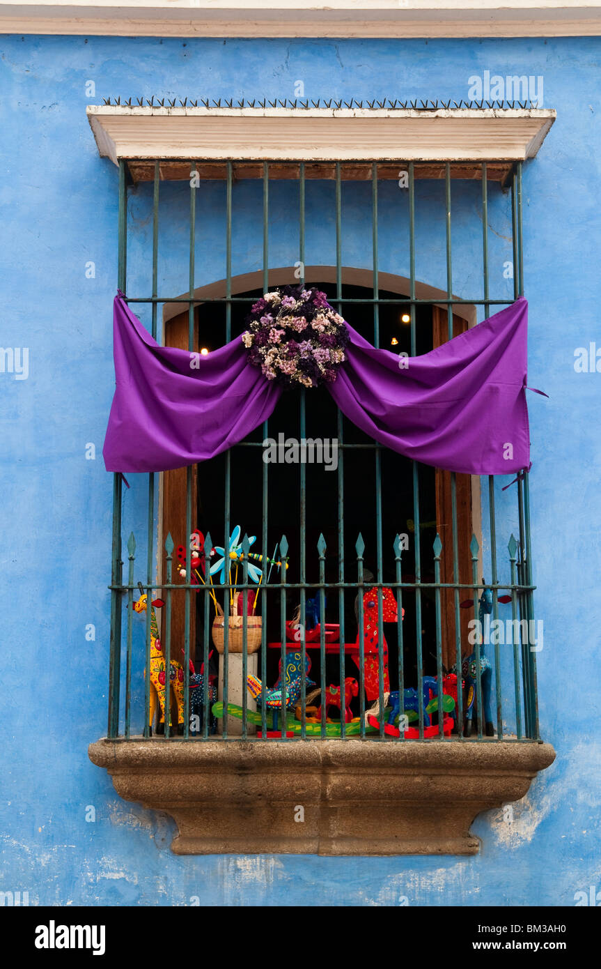 Window adorned for Holy Week Procession, Antigua, Guatemala Stock Photo ...
