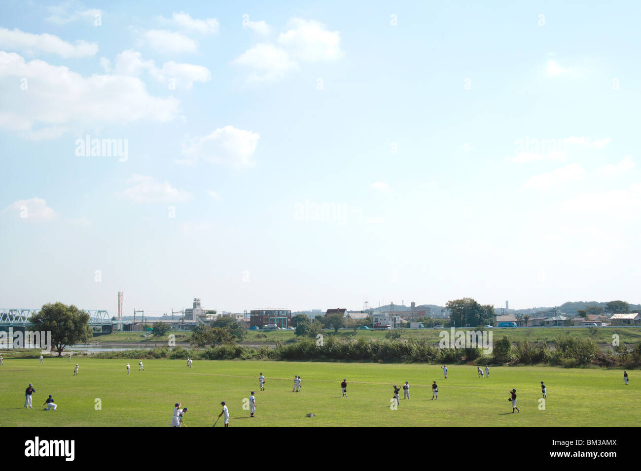 People in riverbank, Tokyo prefecture, Japan Stock Photo - Alamy
