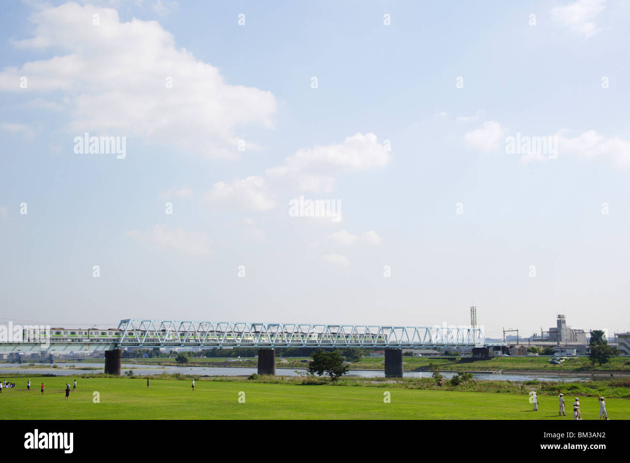 People in riverbank, Tokyo prefecture, Japan Stock Photo - Alamy