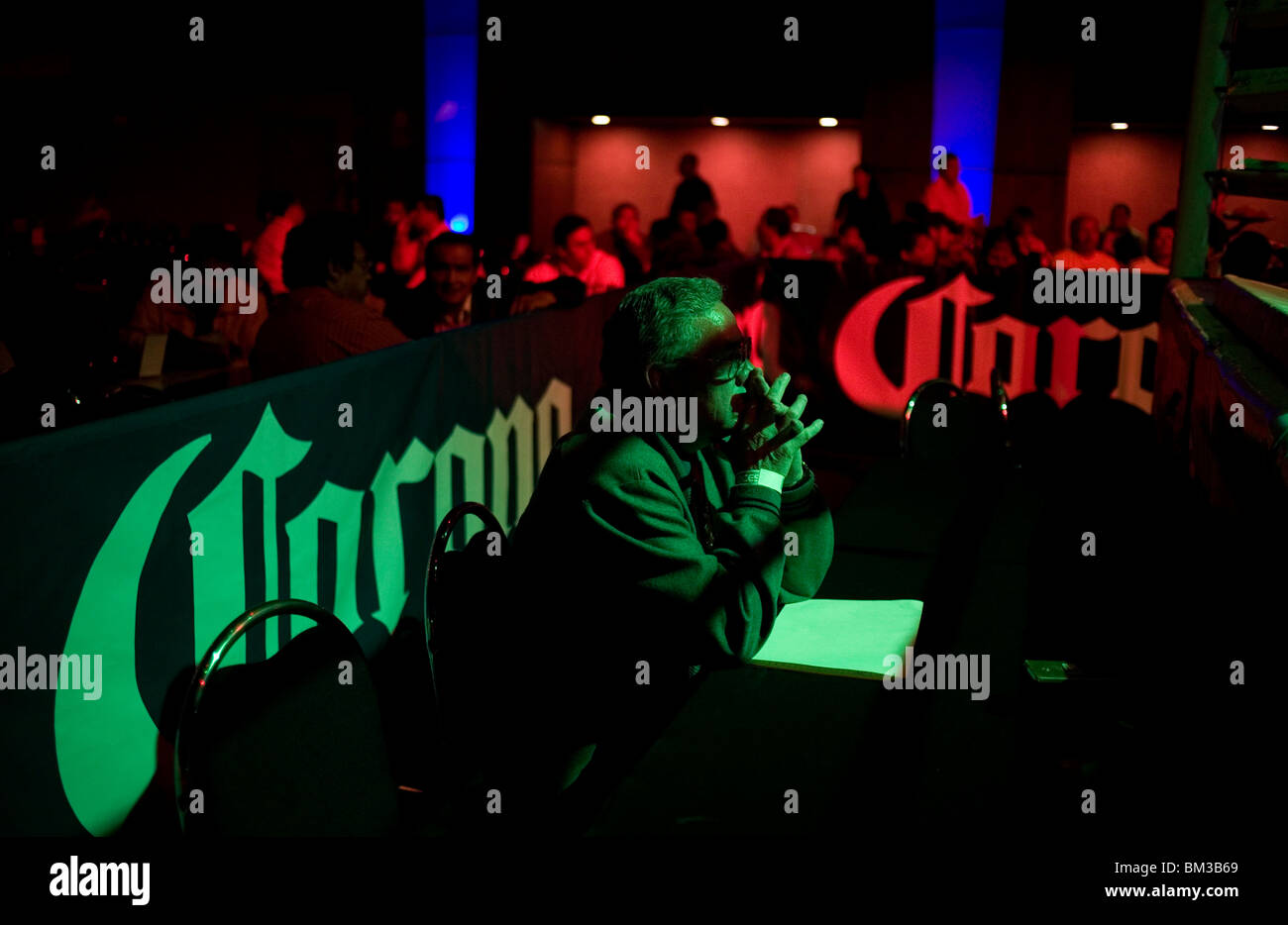 A boxing judge watches a boxing bout in Mexico City, September 30, 2009 ...