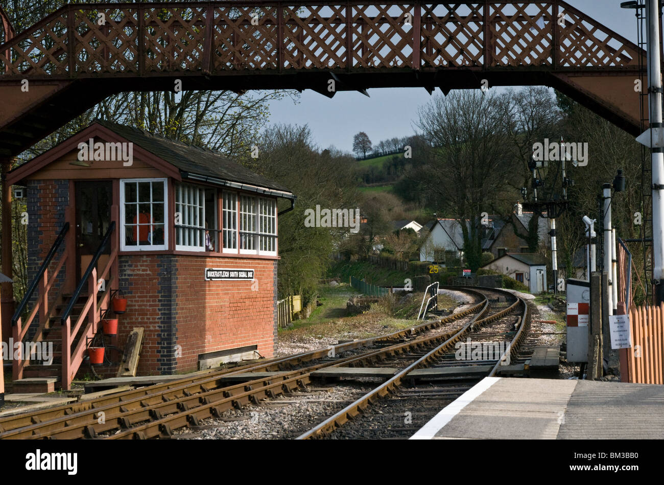 The railway line of the South Devon Railway at Buckfastleigh in Devon ...