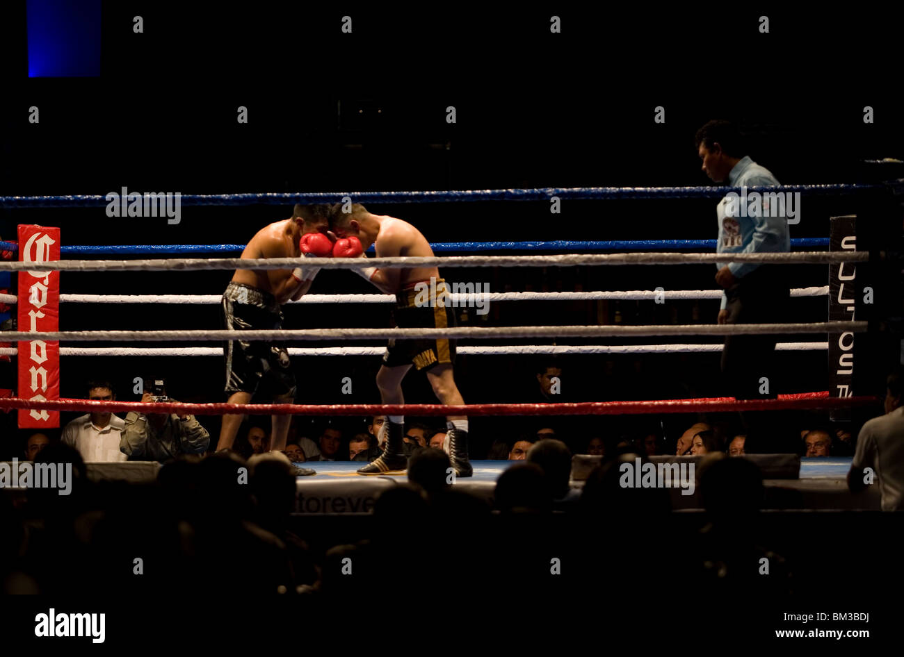 Boxers fight in a bout in Mexico City, September 30, 2009 Stock Photo ...