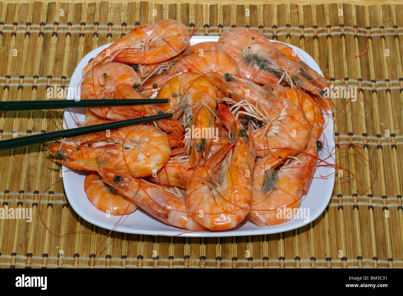 Seafood dinner plate filled with shrimps Stock Photo - Alamy