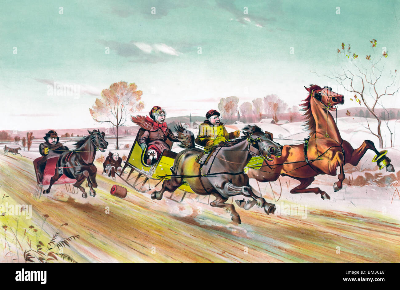 The old mare -- The best horse - Horse and buggies racing down the road ...