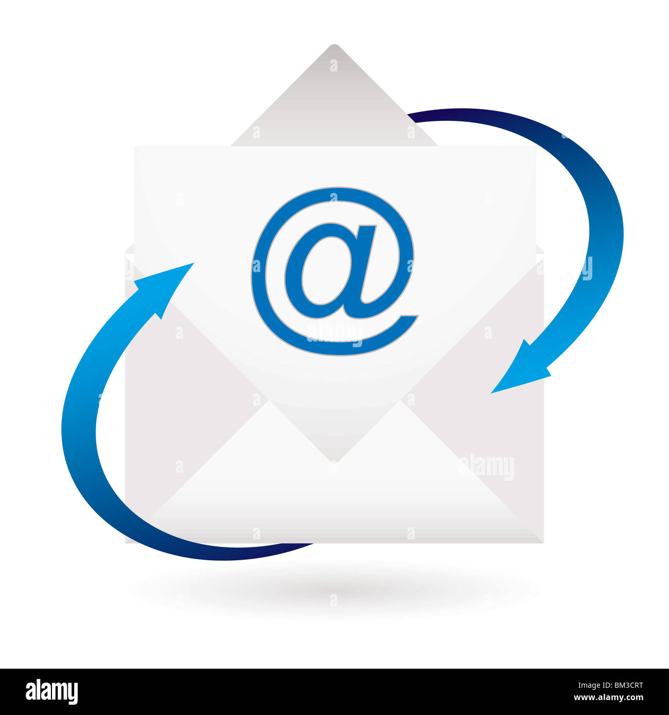 email concept with blue arrows and white envelope Stock Photo - Alamy