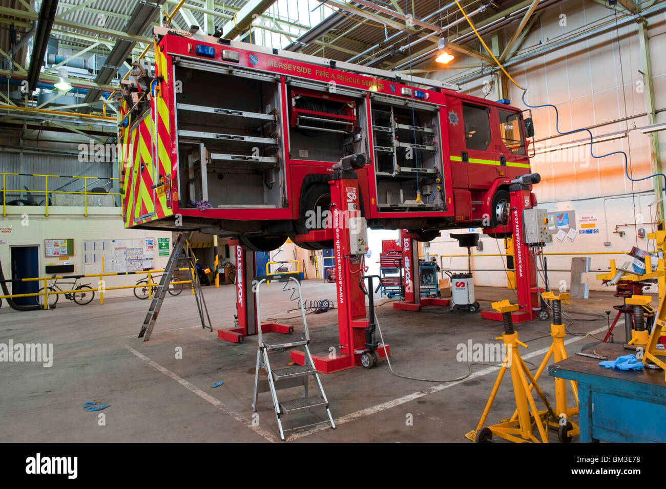 New fire engine being fitted out in workshop Stock Photo - Alamy
