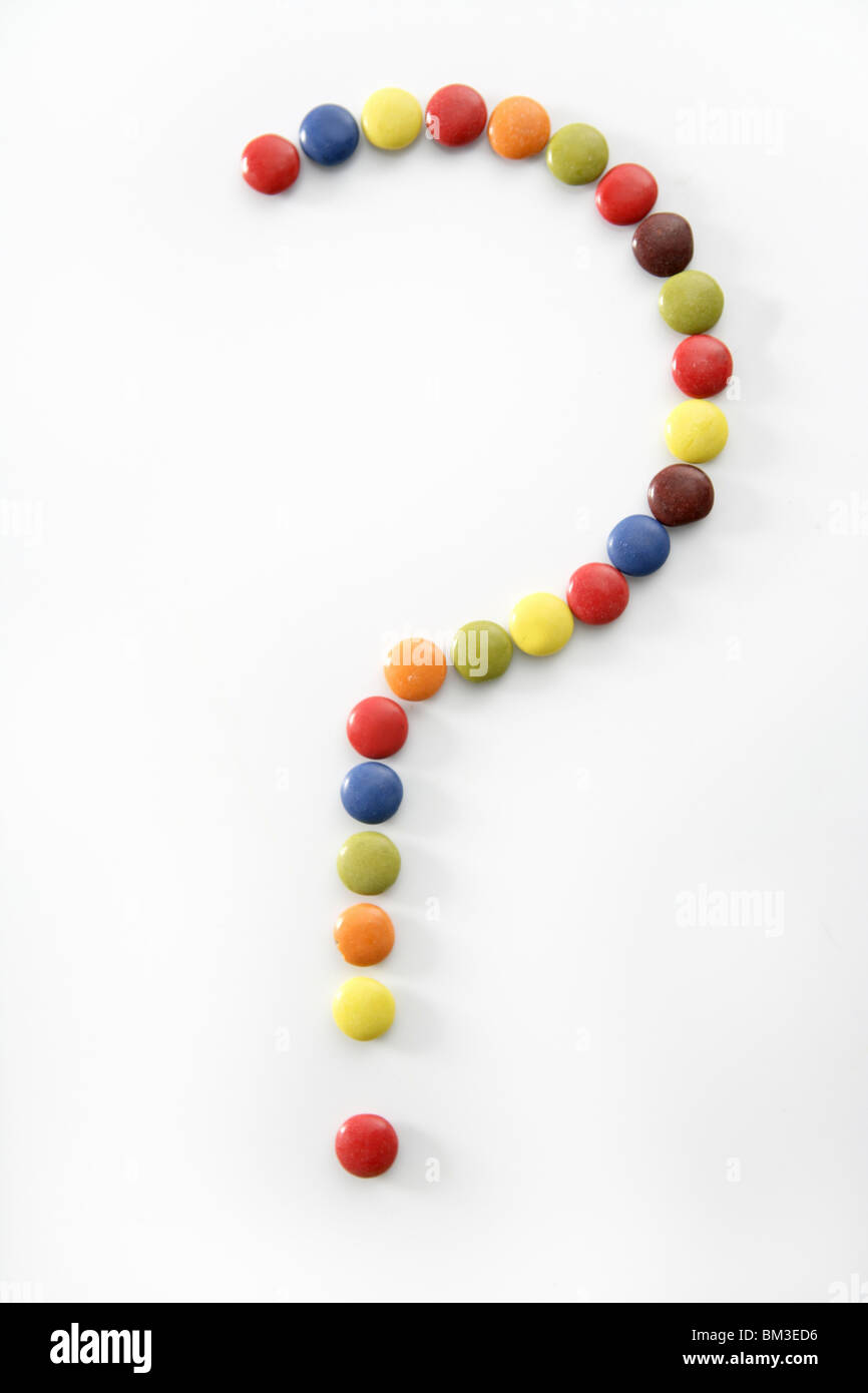 Candy sweets question mark isolated over white background Stock Photo ...