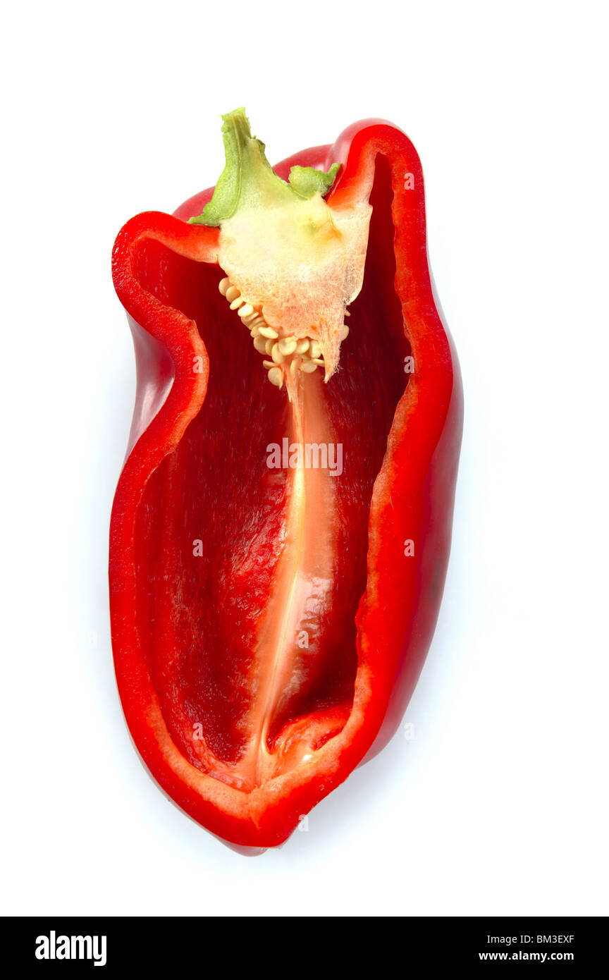 Half red pepper isolated over white studio background Stock Photo - Alamy