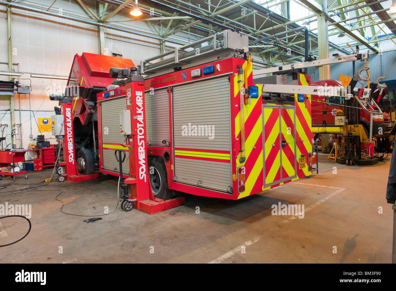 Fire Brigade Vehicle Maintenance Workshop Stock Photo - Alamy