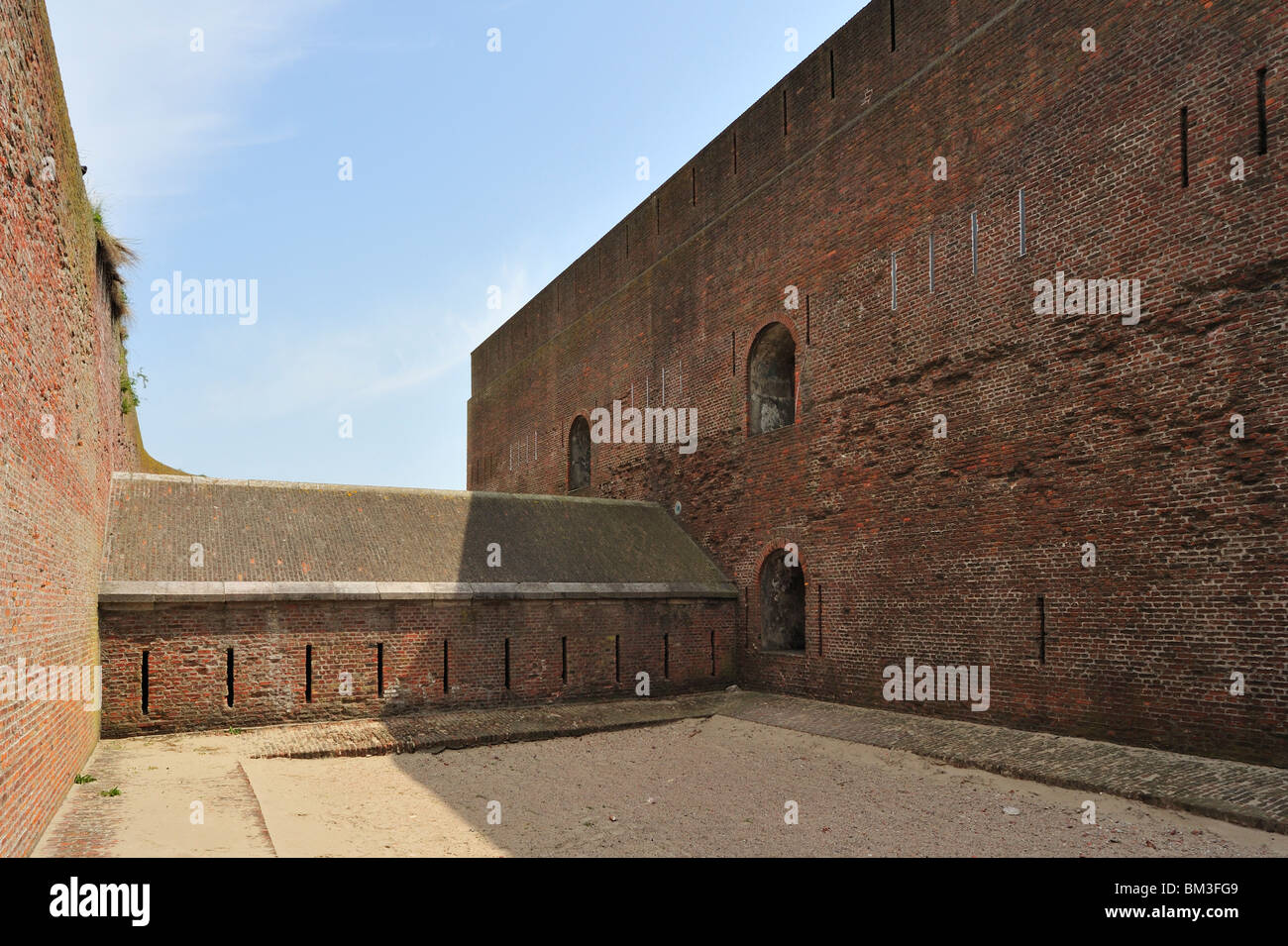The pentagonal Fort Napoleon showing caponier with rifle ports and dry ...