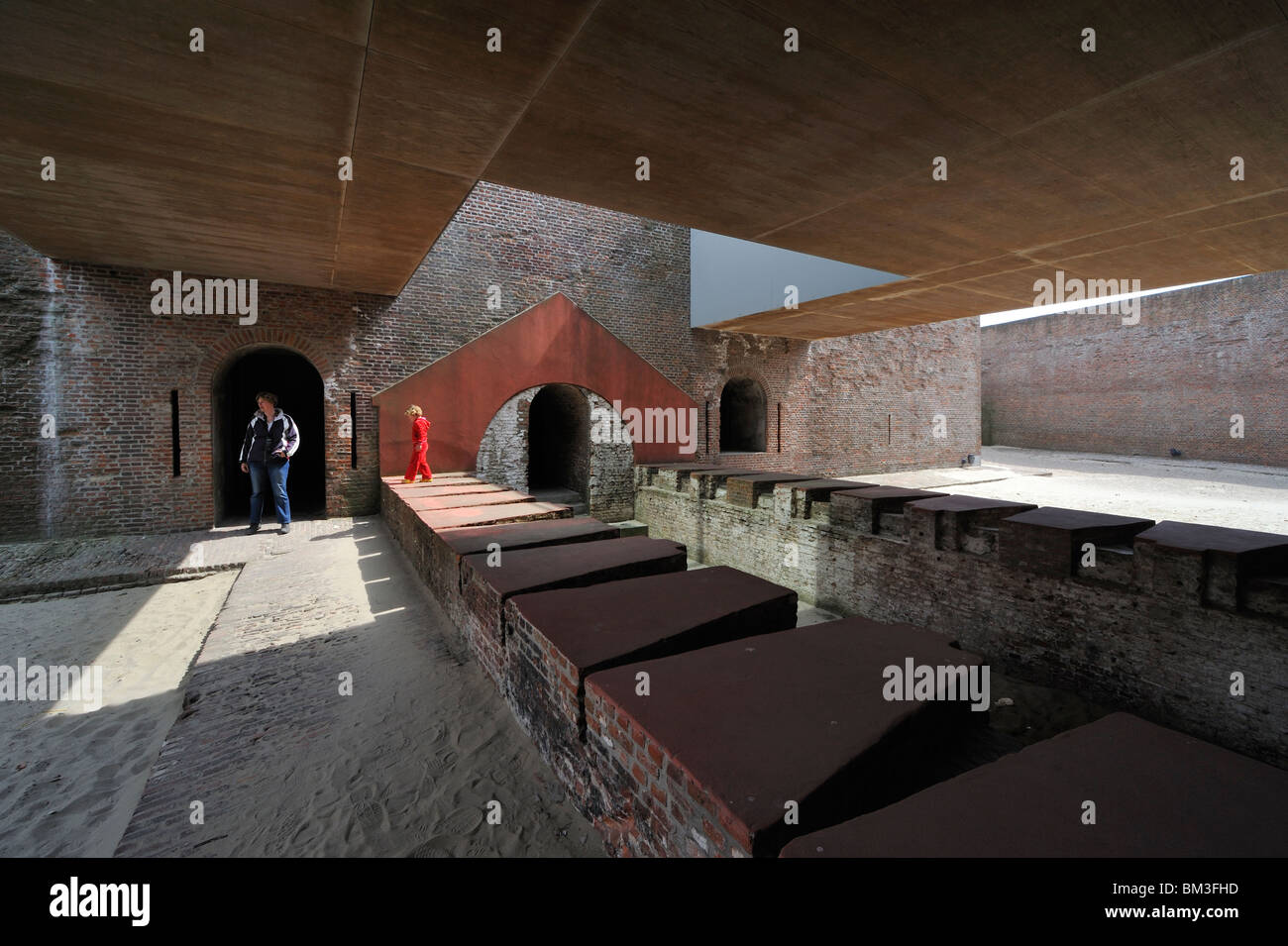 Tourists visiting the Fort Napoleon in the dunes at Ostend, Belgium ...