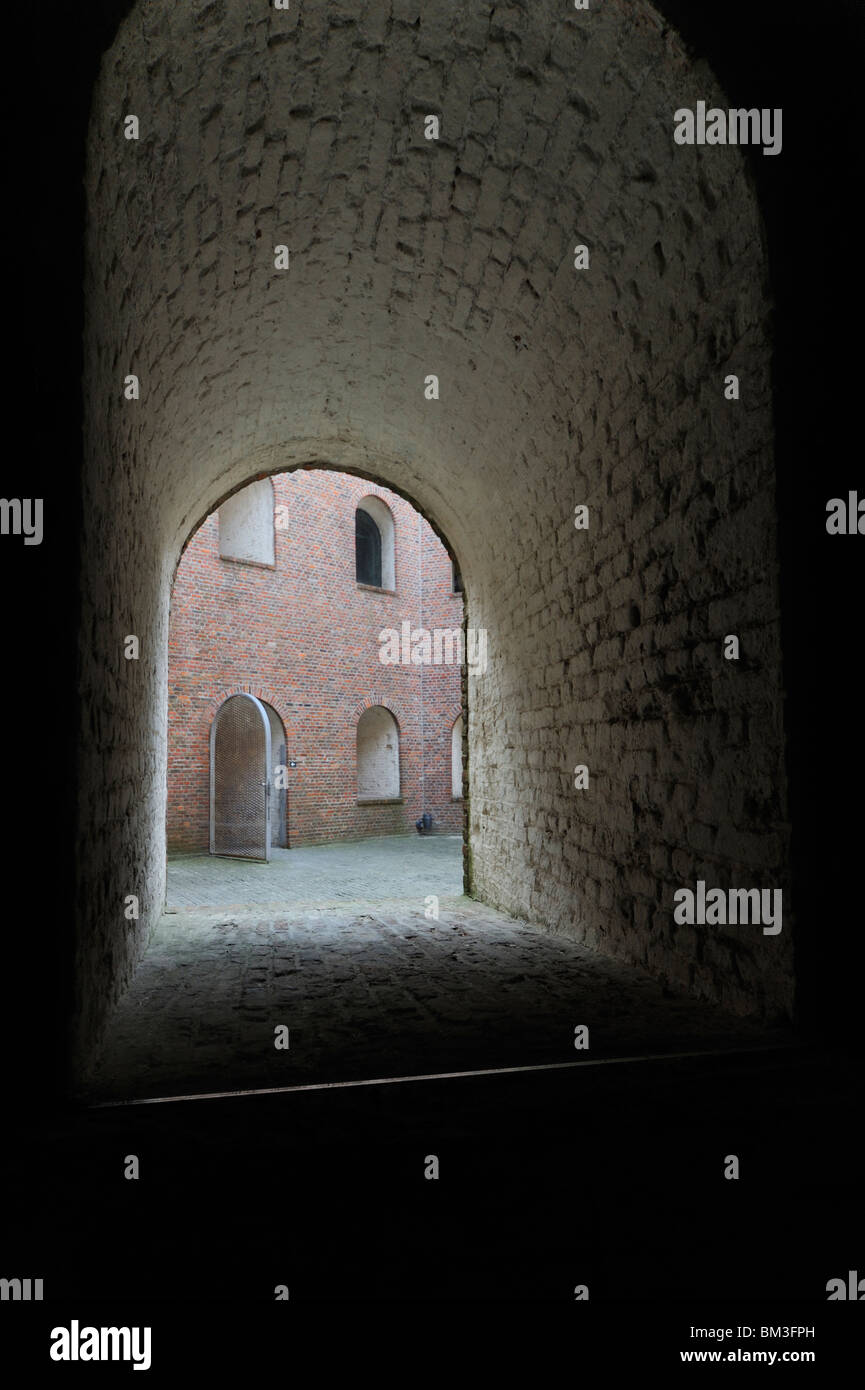 View through window on the pentagonal inner court of the Fort Napoleon ...