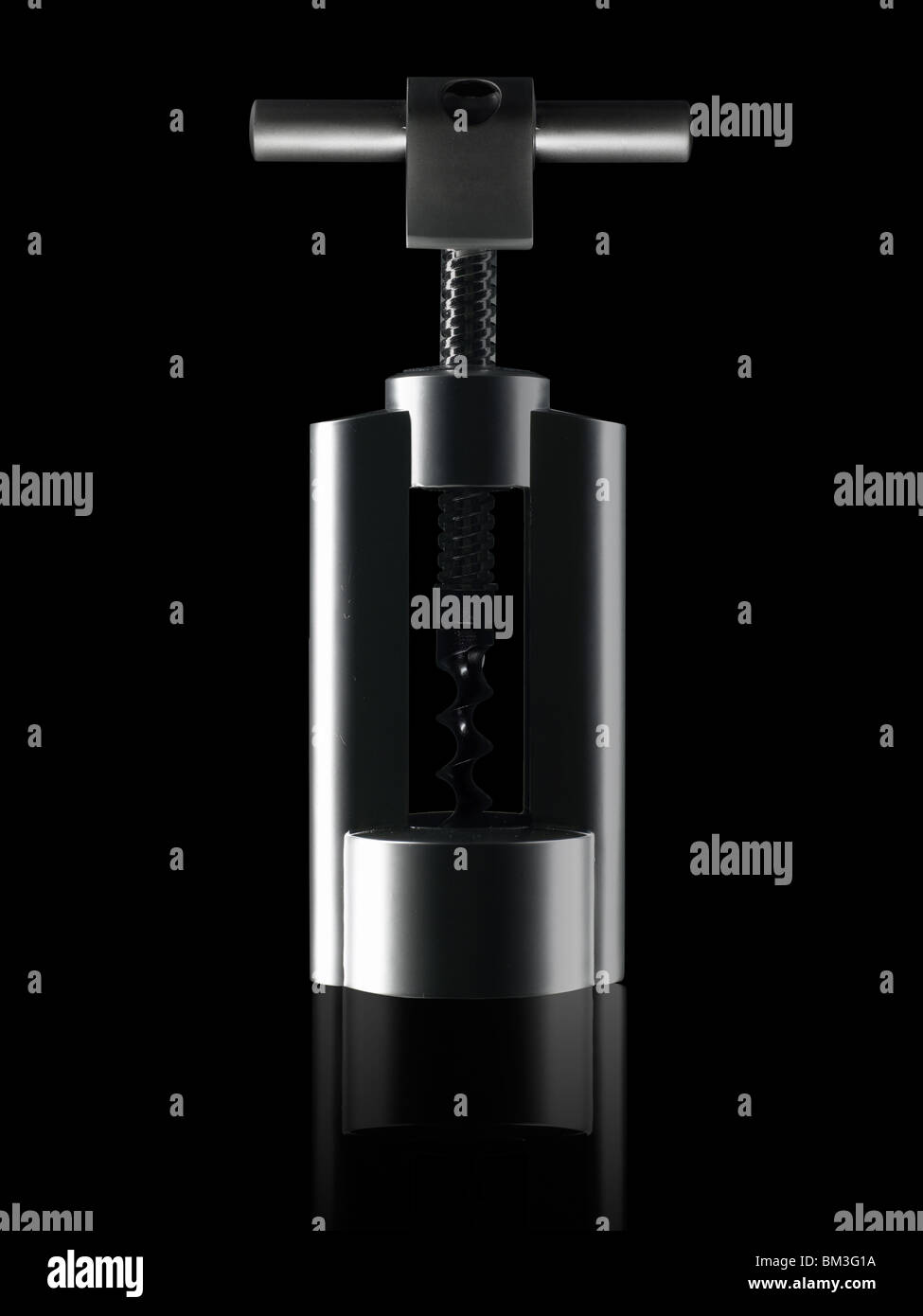 metal cork screw on black Stock Photo - Alamy