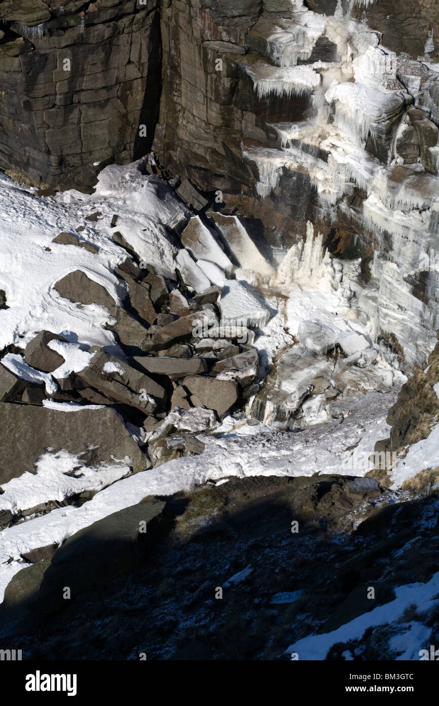 Kinder Downfall, winter Kinder Scout, Peak District National Park ...