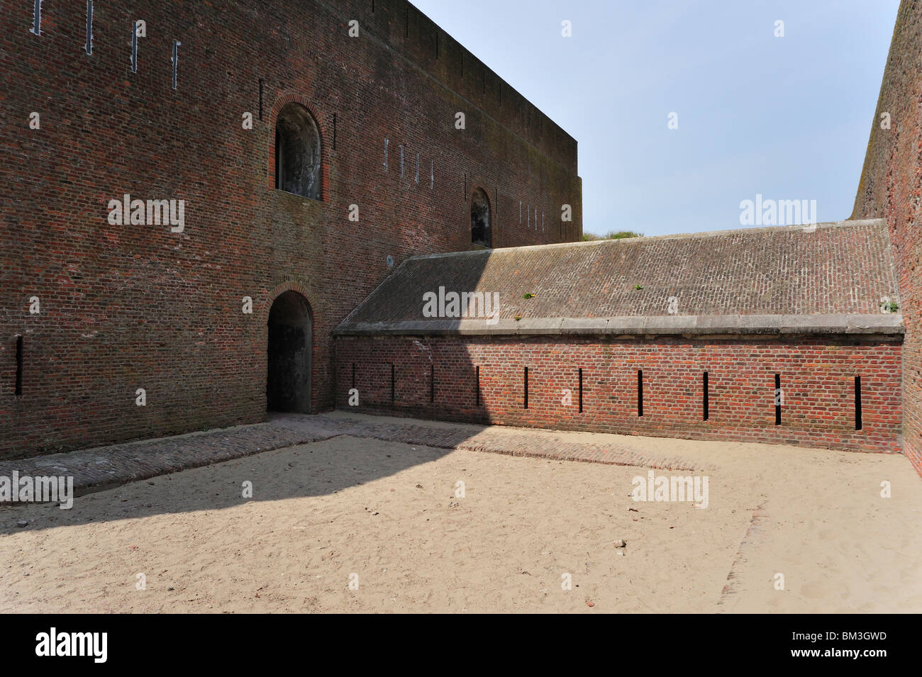 The pentagonal Fort Napoleon showing caponier with rifle ports and dry ...
