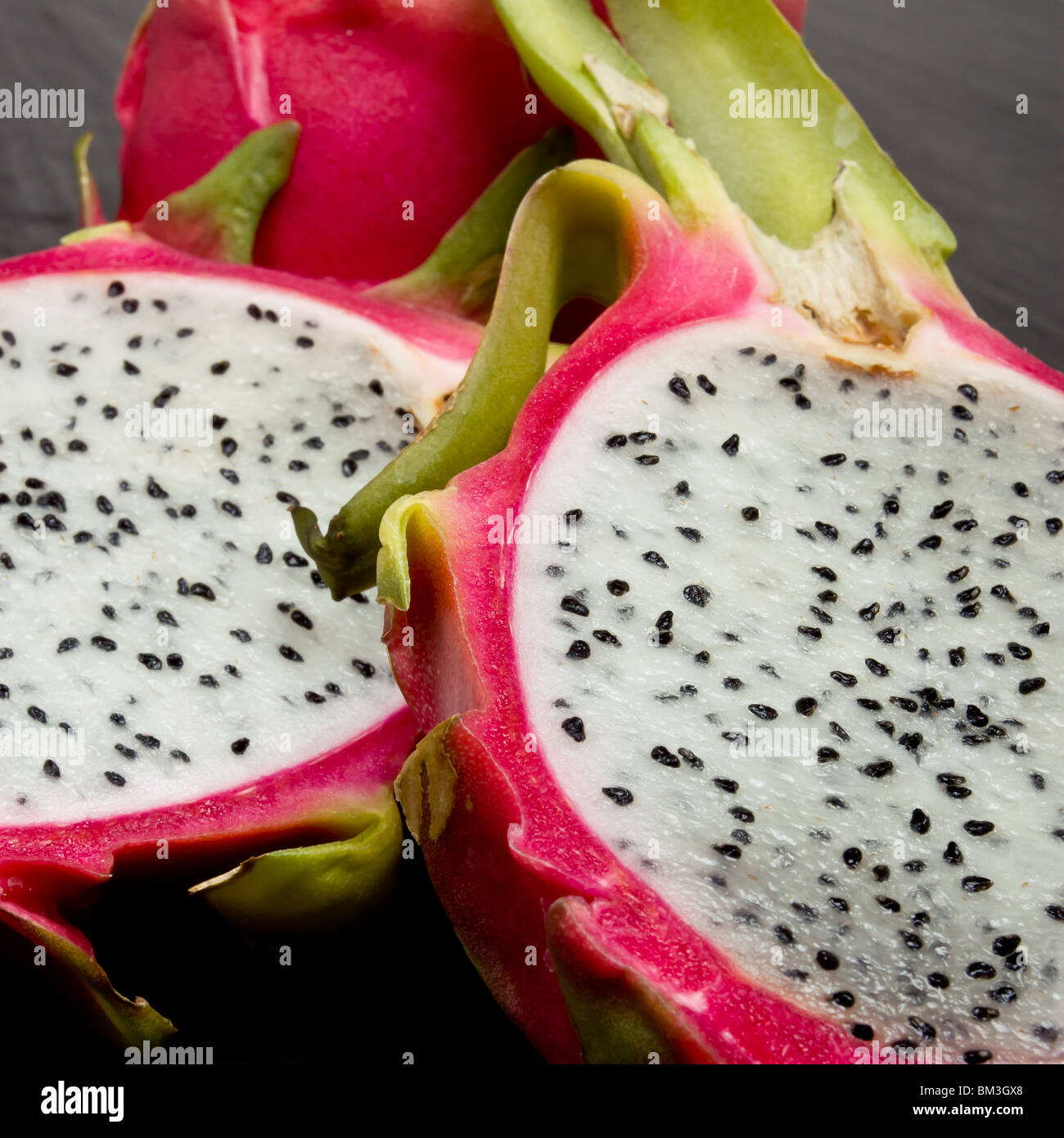 Vibrant Dragon Fruit abstract background from low perspective Stock ...