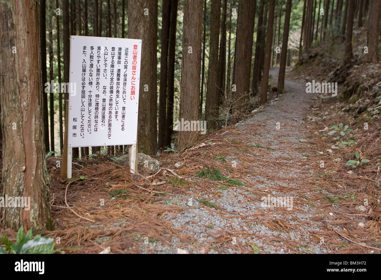 The start of a Japanese forest trail through the mountains Stock Photo ...