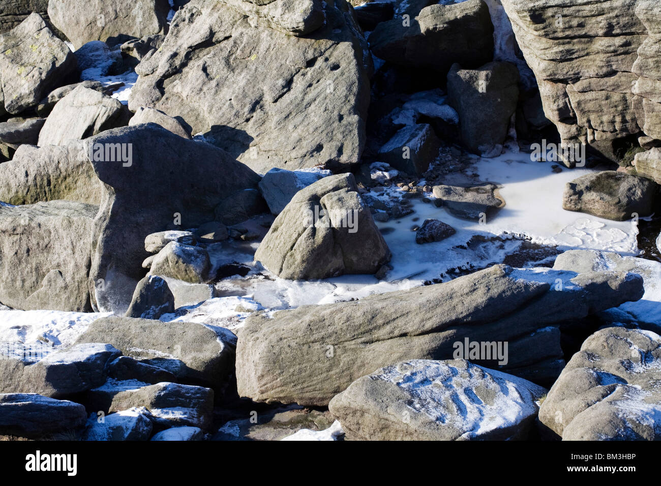 The frozen course of The River Kinder at Kinder Downfall Kinder Scout ...