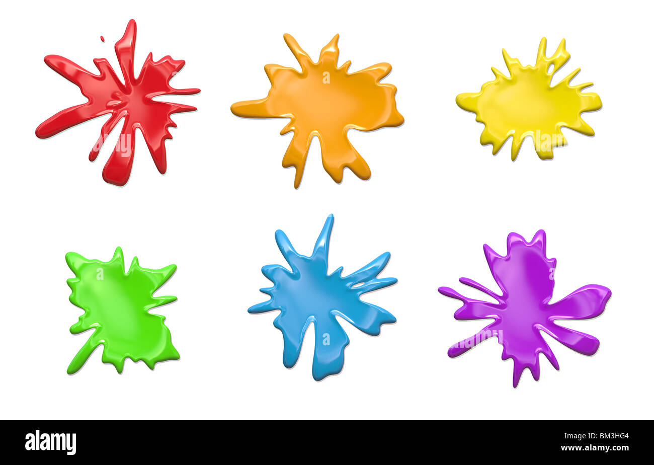 Rainbow Paint Blobs on a White Background Stock Photo - Alamy