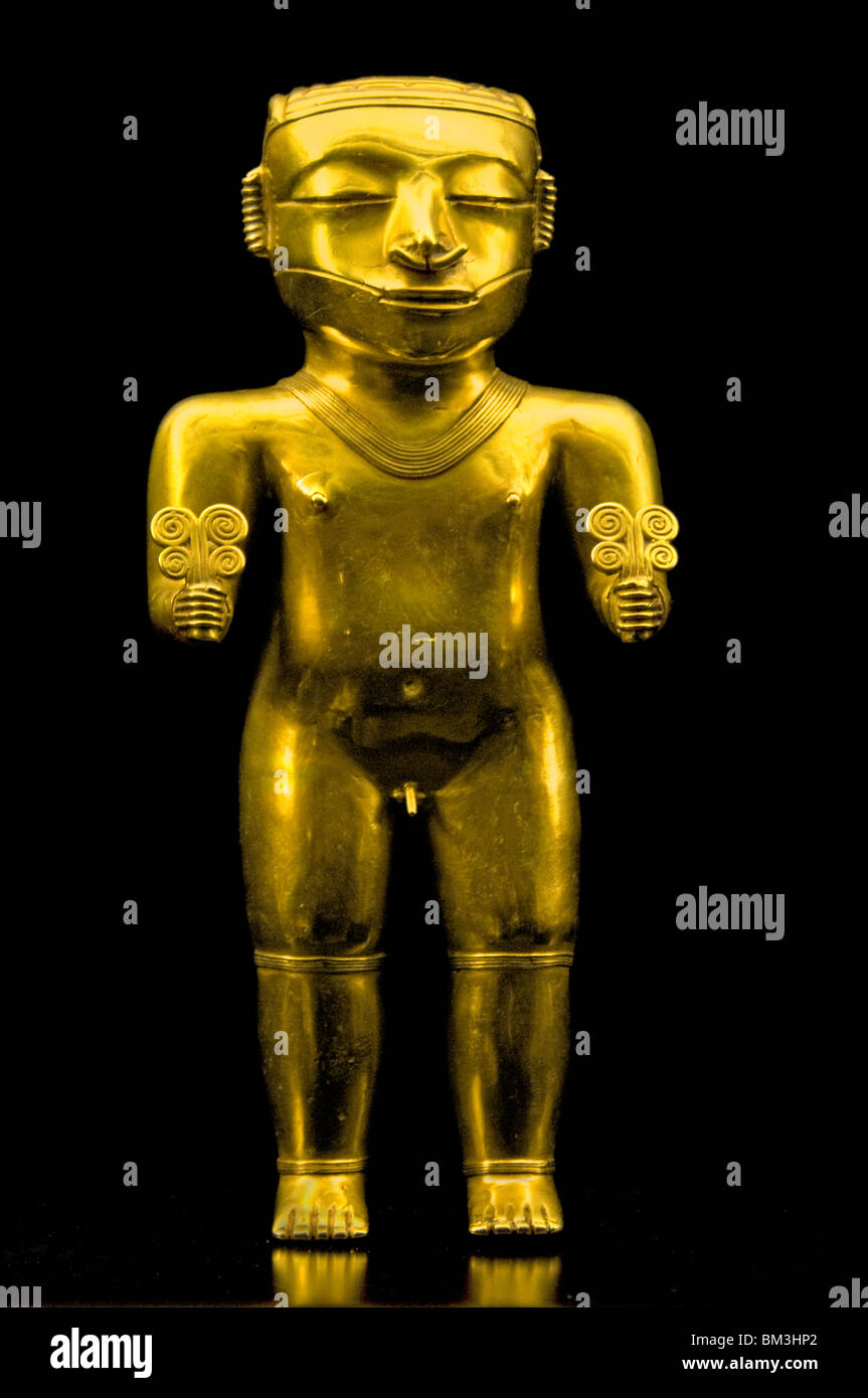 Treasure Gold sculpture statuette of a Quimbaya cacique chief leader ...