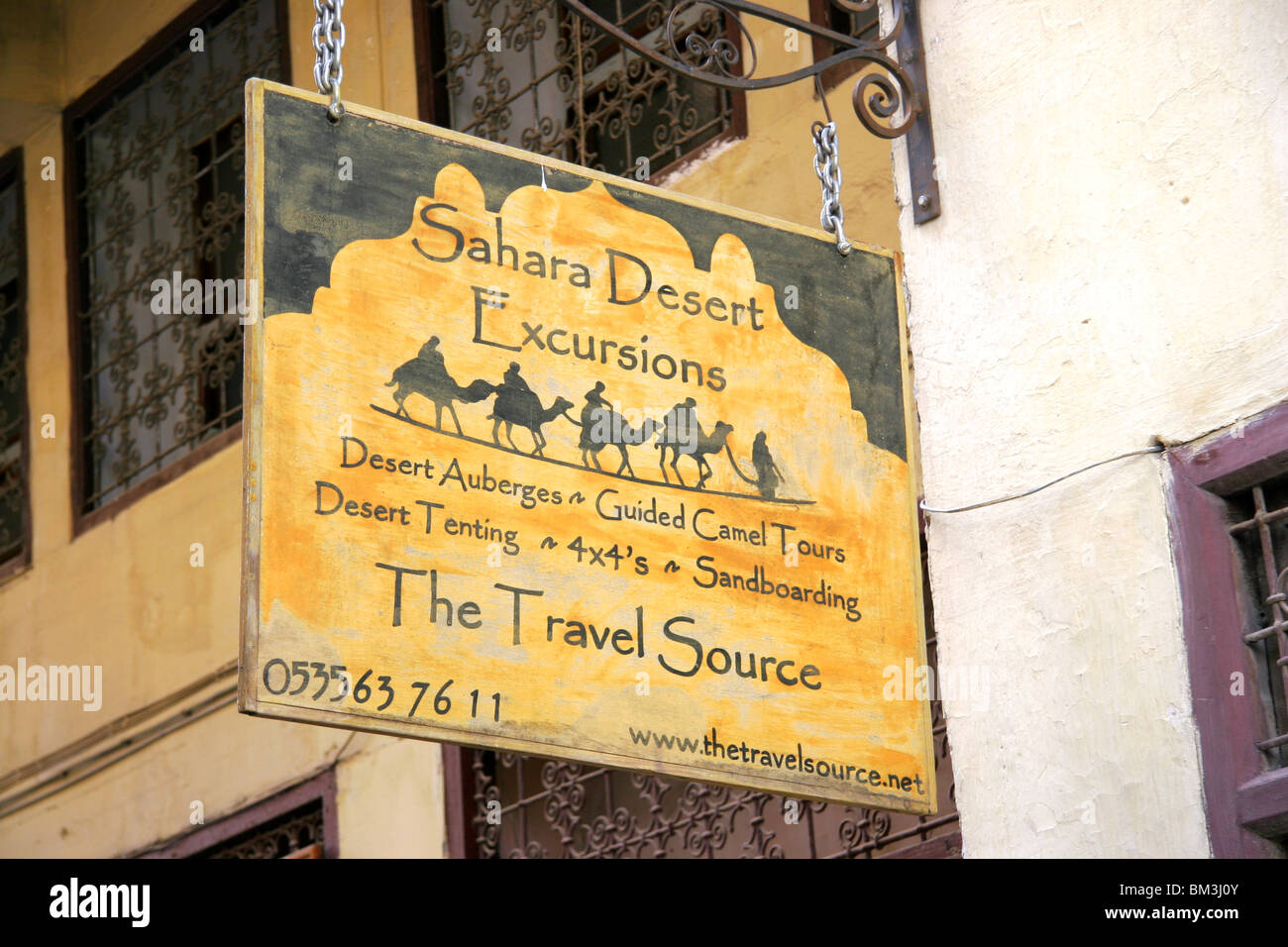 Sahara Desert travel sign, Fez, Morocco Stock Photo - Alamy