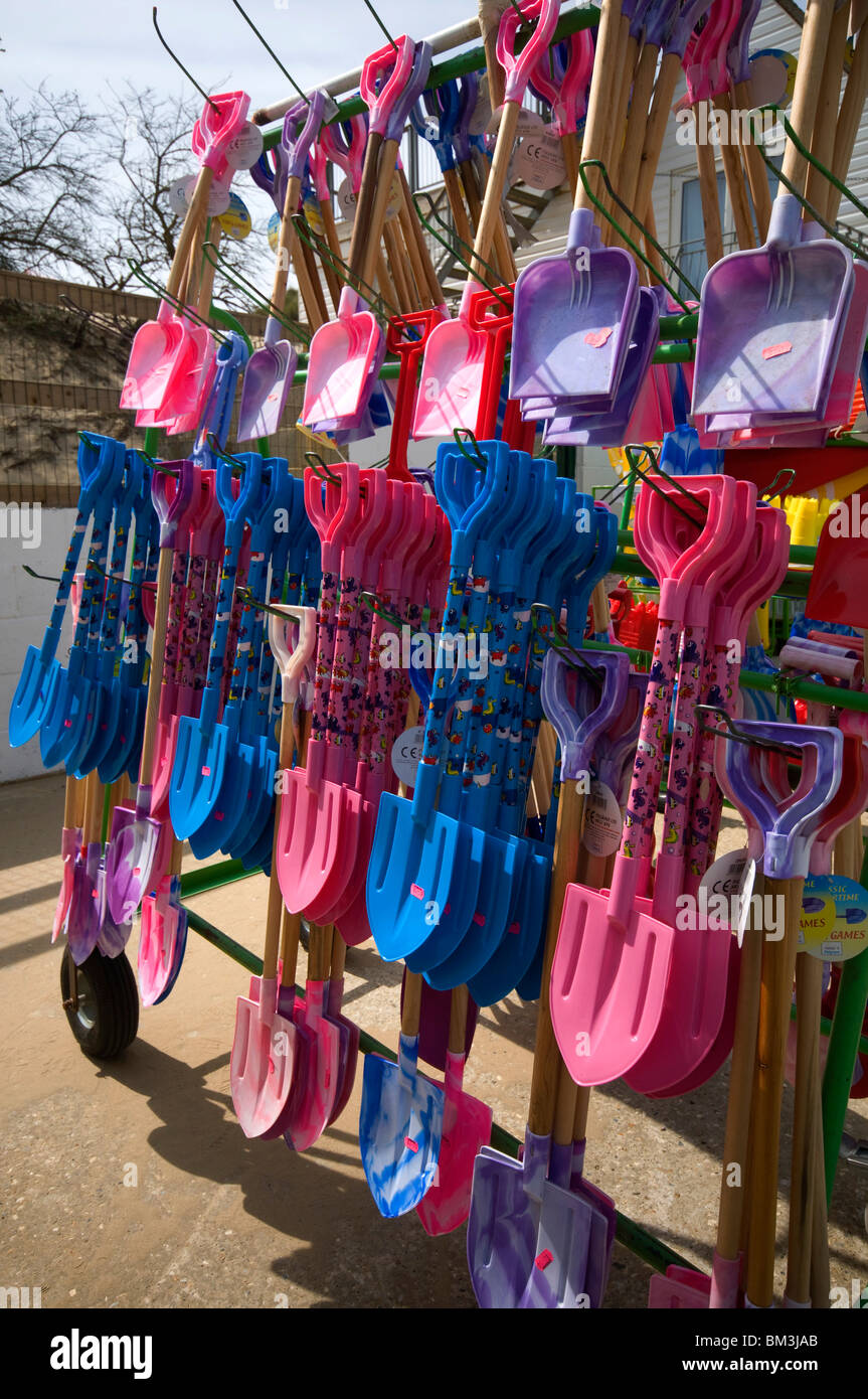 beach goods in shop on rack for sale bucket and spade Camber Sands ...