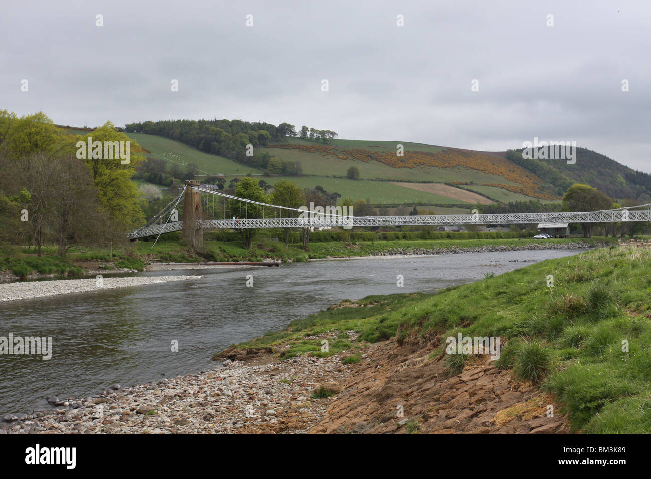 The Chain bridge over River Tweed near Melrose Scotland May 2010 Stock ...