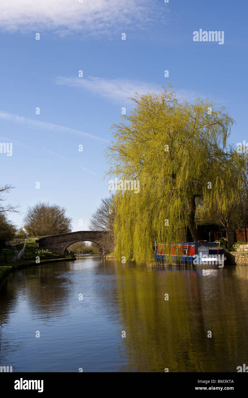 View down the Leeds Liverpool canal at Parbold in Lancashire Stock ...
