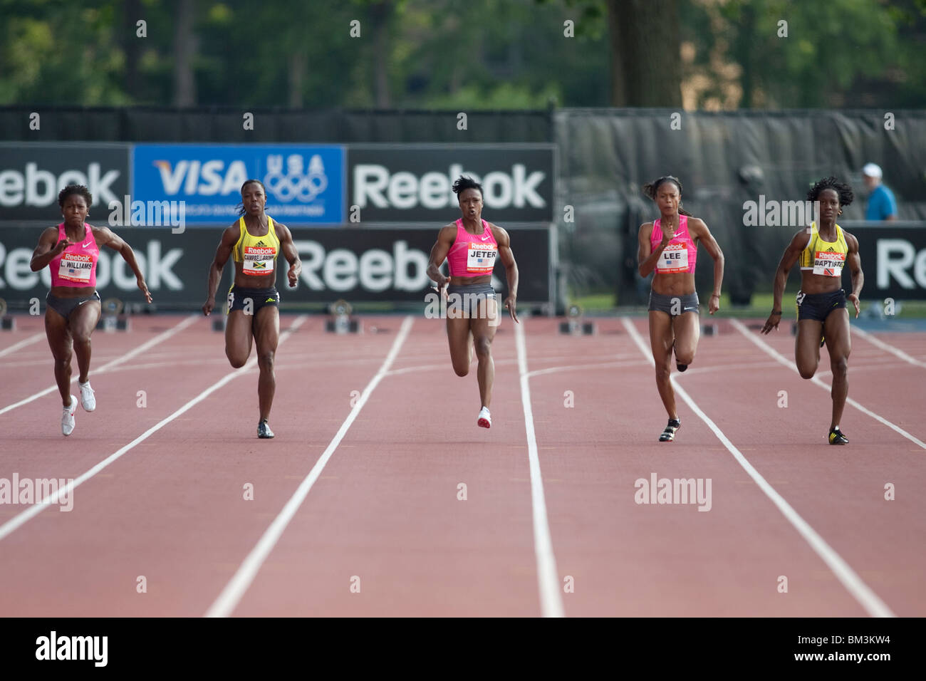 Carmelita Jeter (USA) winner, competing in the 100 meters at the 2009 ...