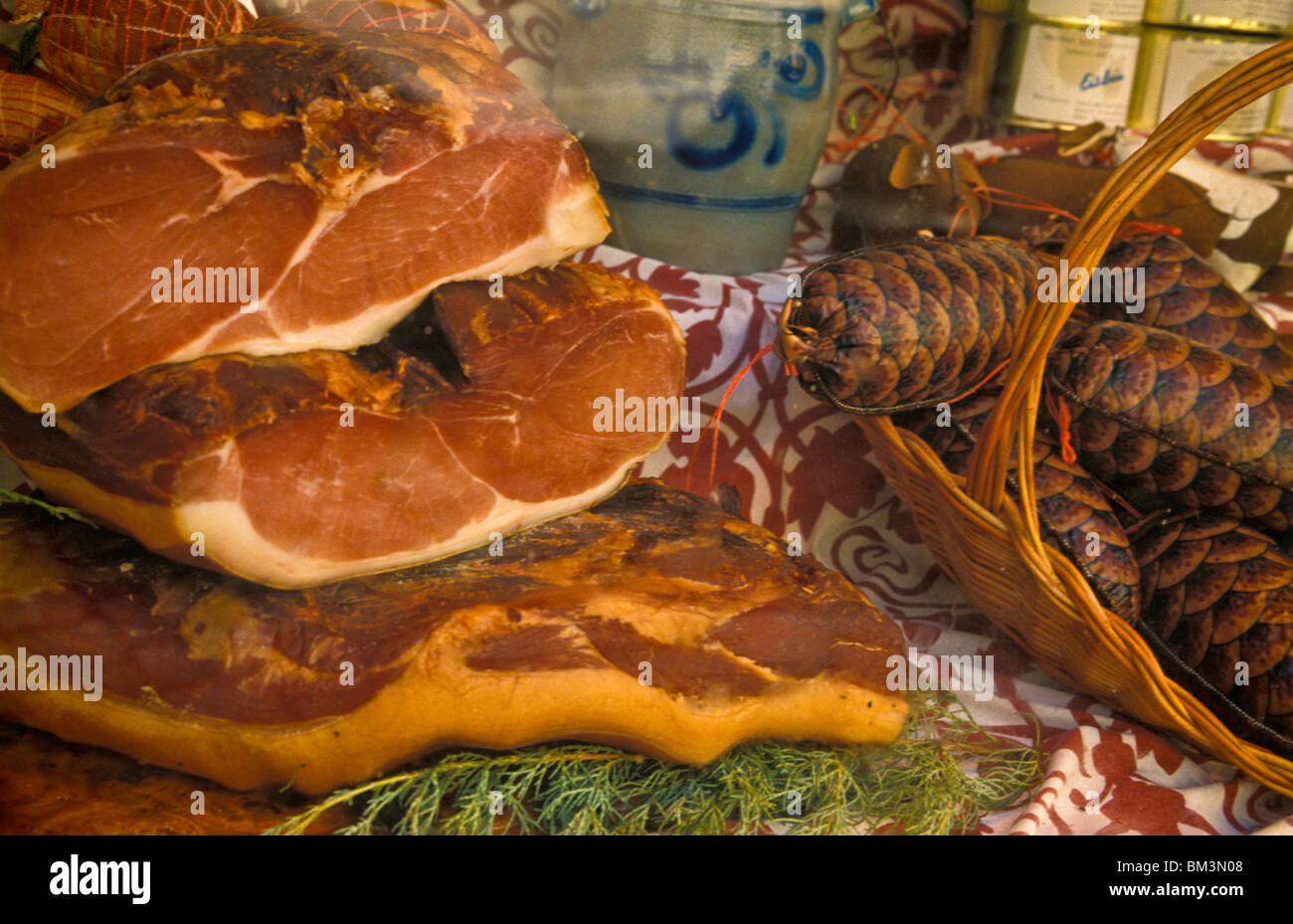 German butchers window display Stock Photo - Alamy