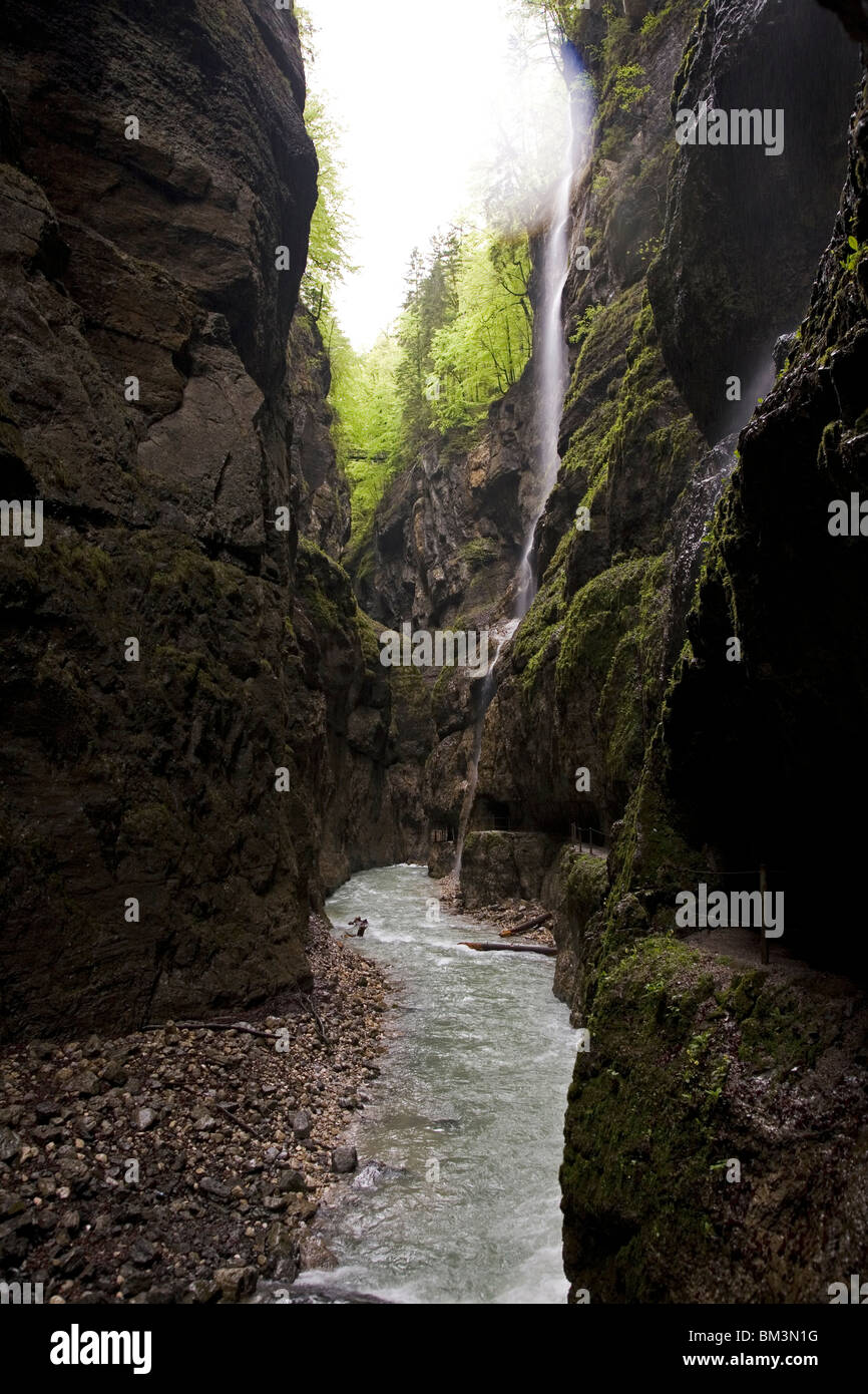 Water runs into the gorge at the Partnachklamm in Garmisch ... Water runs into the gorge at the Partnachklamm in Garmisch ...