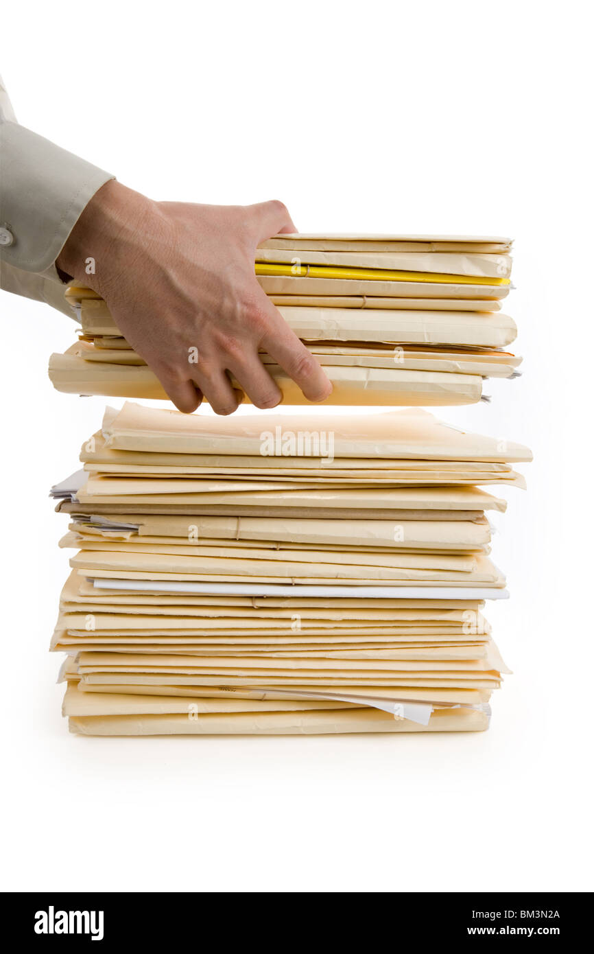 File Stack, file folder with white background Stock Photo - Alamy