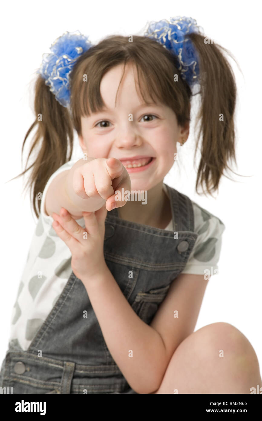 Beautiful little girl shows finger hi-res stock photography and images ...