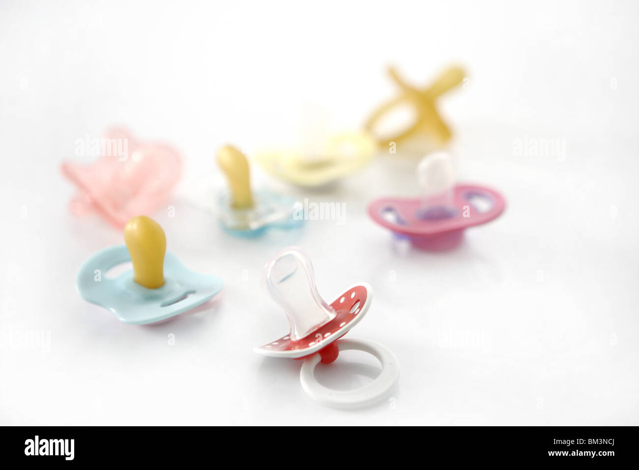 baby pacifier set isolated over white background, studio shot Stock ...