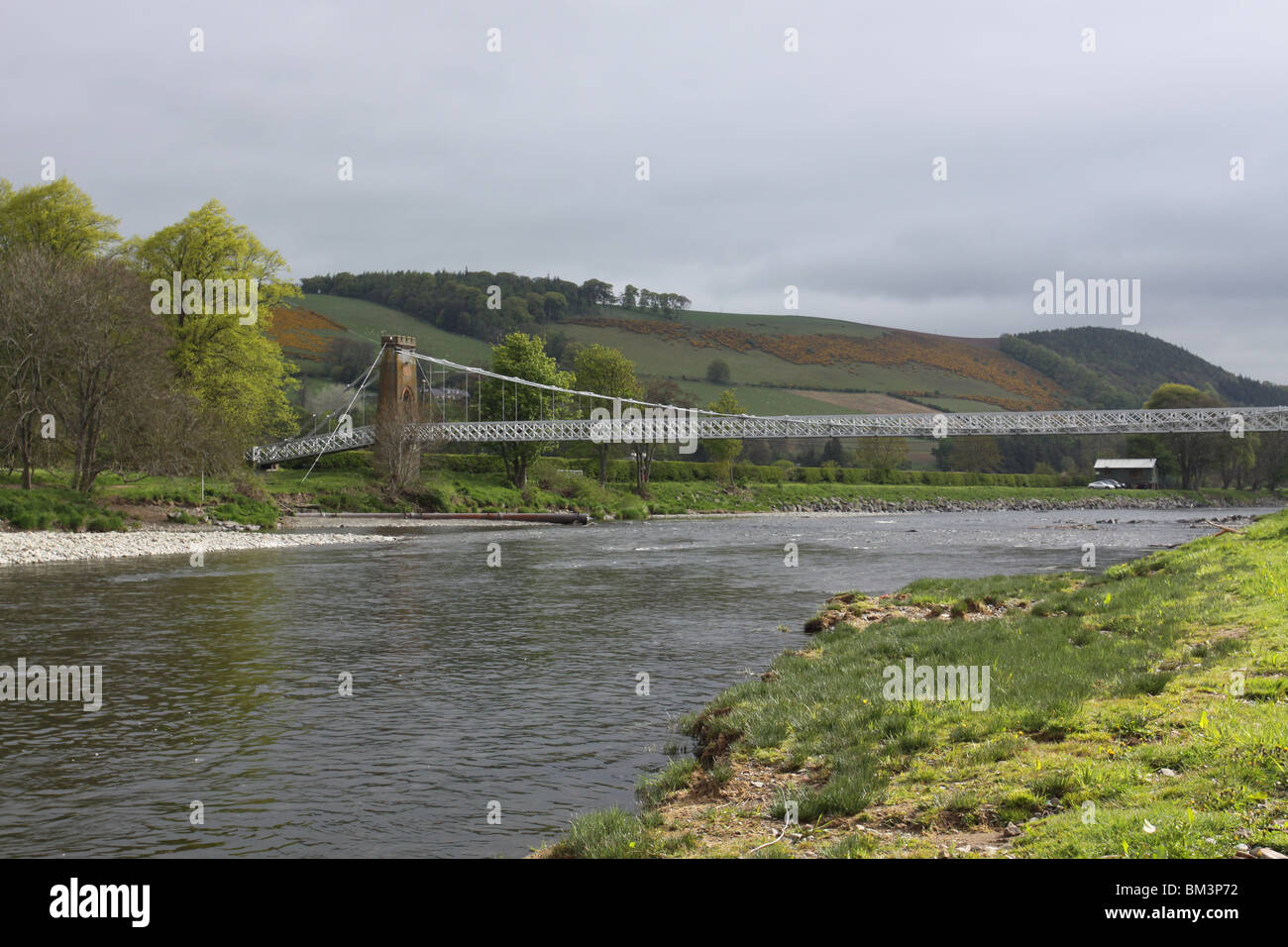 The Chain bridge over River Tweed near Melrose Scotland May 2010 Stock ...