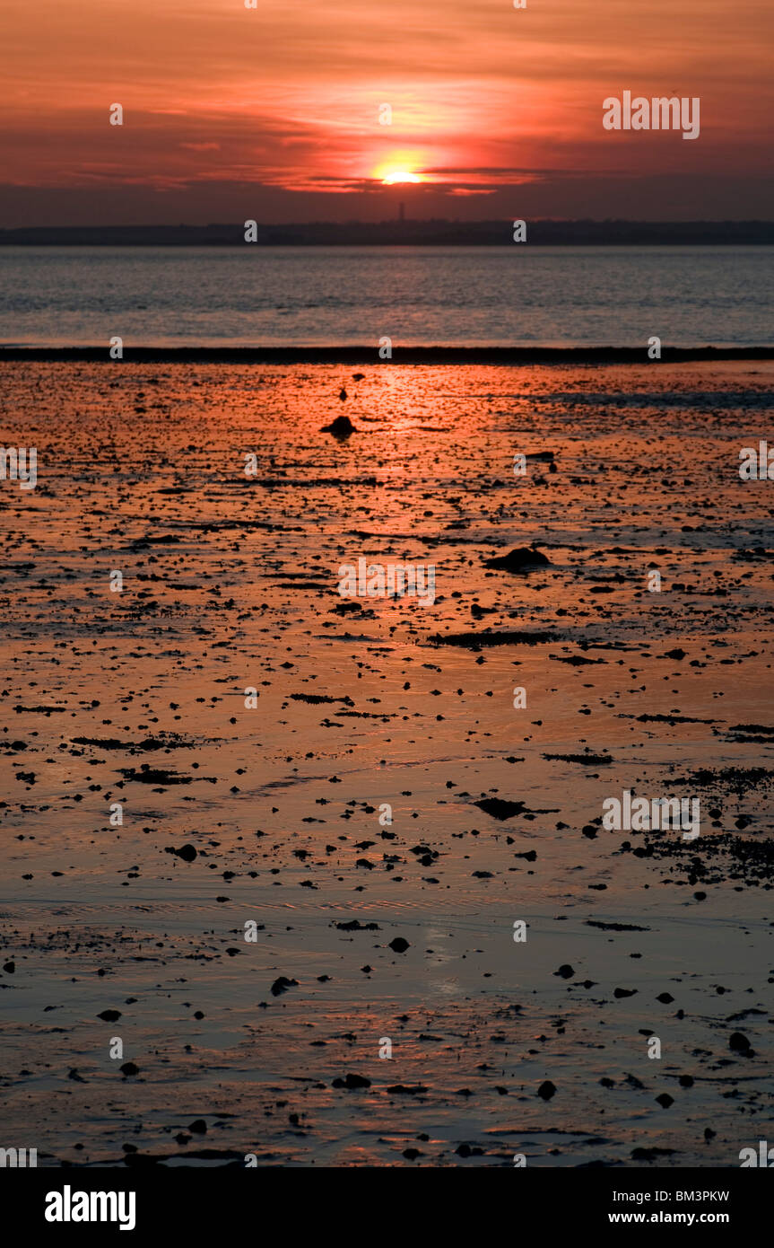 Sunset Whitstable beach kent England Stock Photo - Alamy