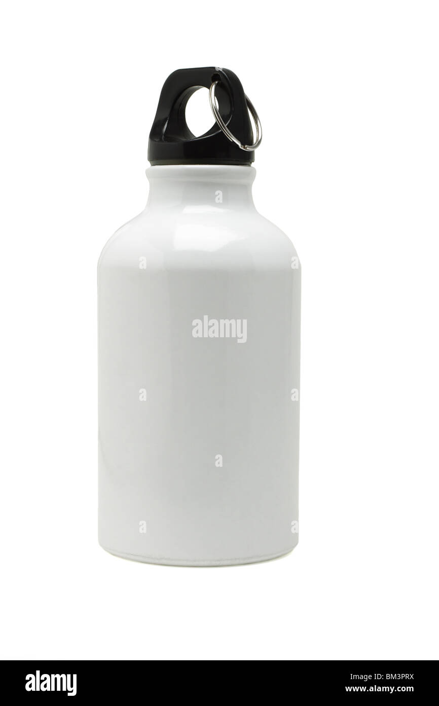 White metal water container on white background Stock Photo - Alamy