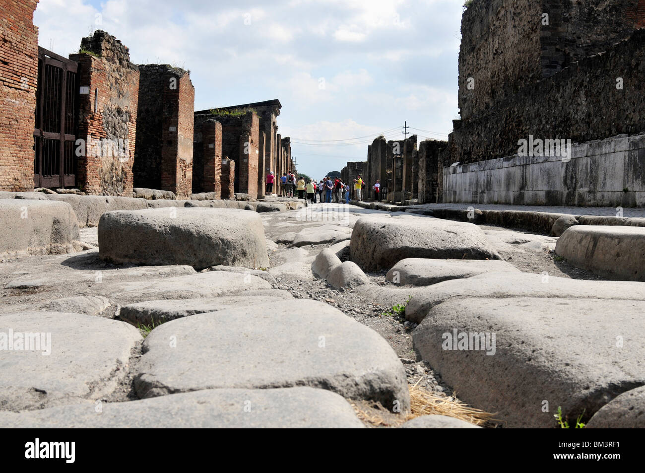 Stepping stones in one of the roads at Pompeii, constructed of Vesuvian ...