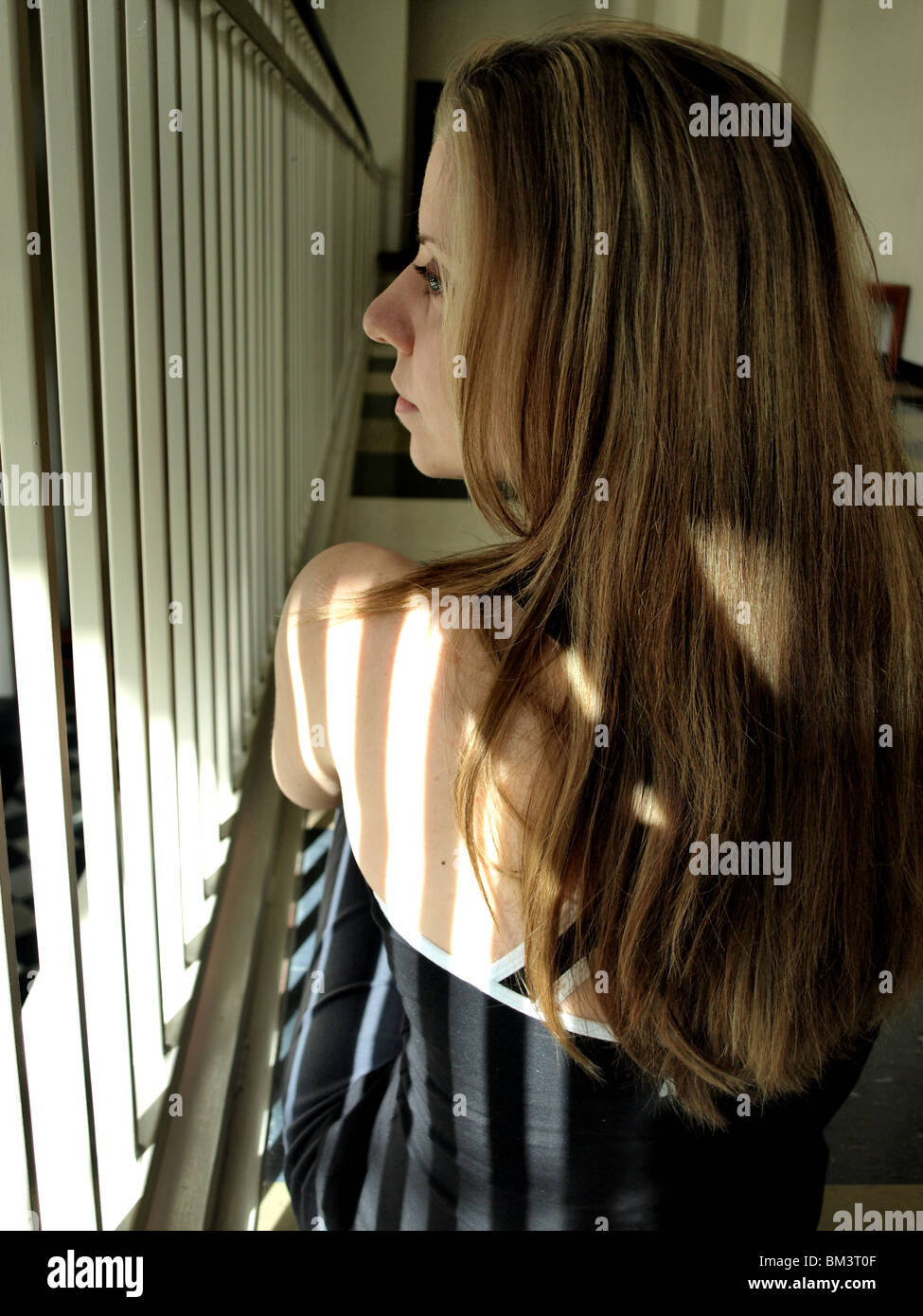 blond brown hair model female woman young in casual clothes portrait ...