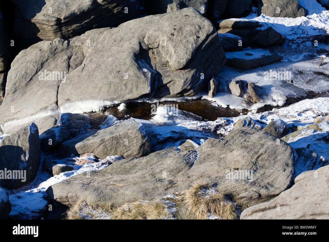 The frozen course of The River Kinder at Kinder Downfall Kinder Scout ...
