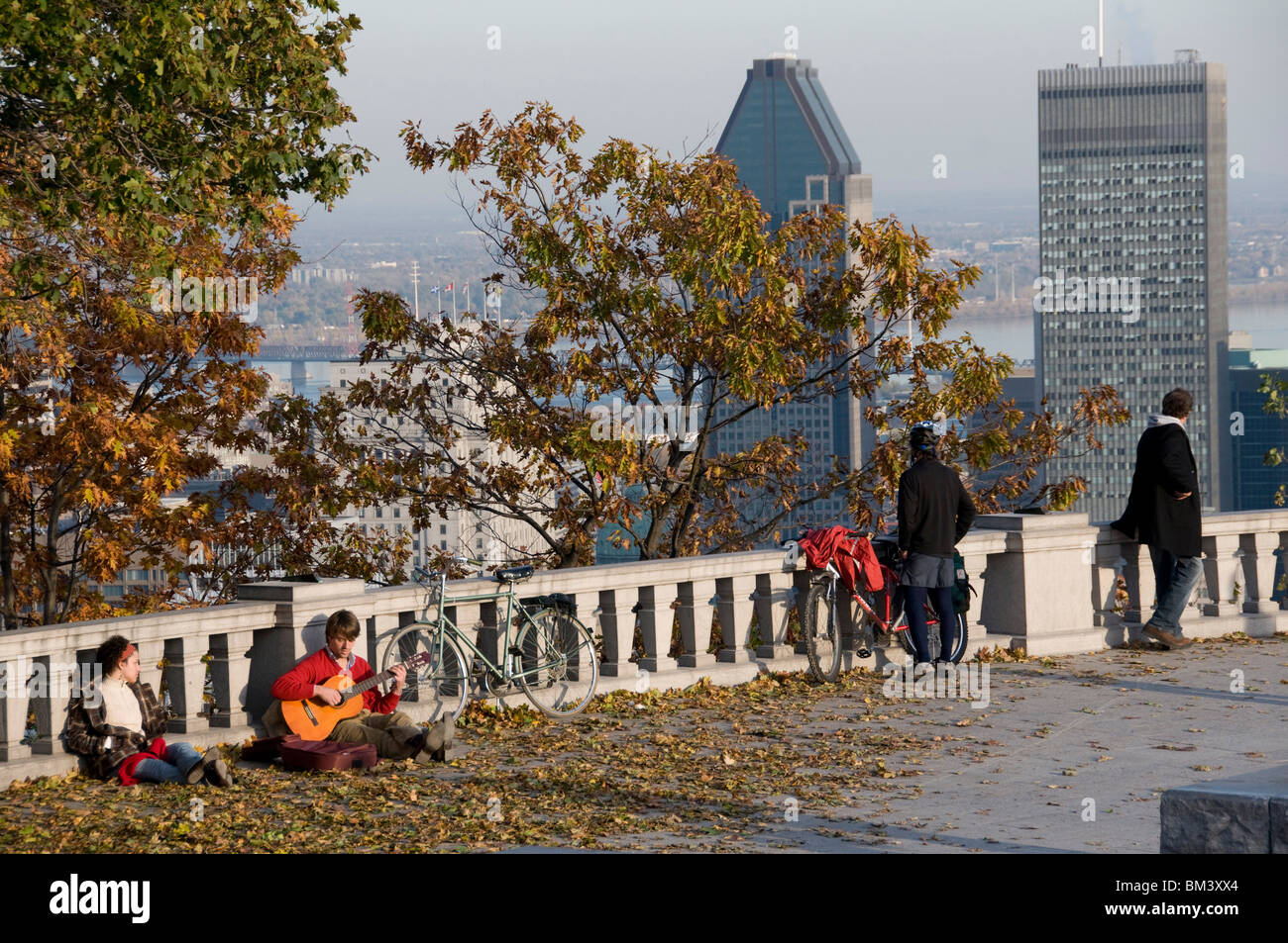 Mount Royal Observatory with Panoramic view of Montreal Canada Stock ...