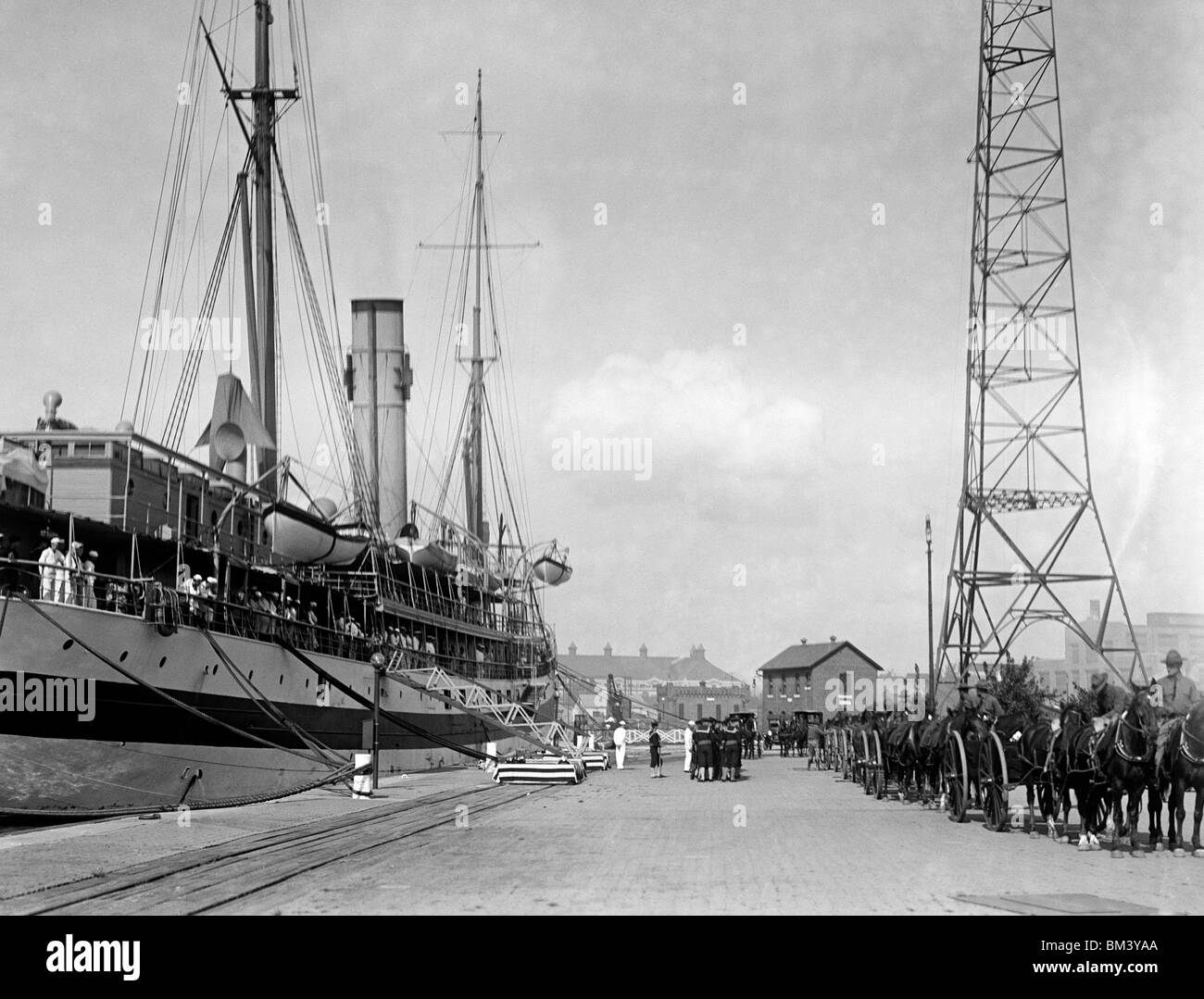 Caskets of Dead Brought home by US Hospital Ship Solace, circa 1916 ...