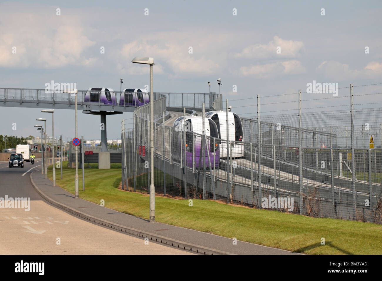 A Personal Rapid Transport (PRT) pod during testing at Heathrow Airport ...