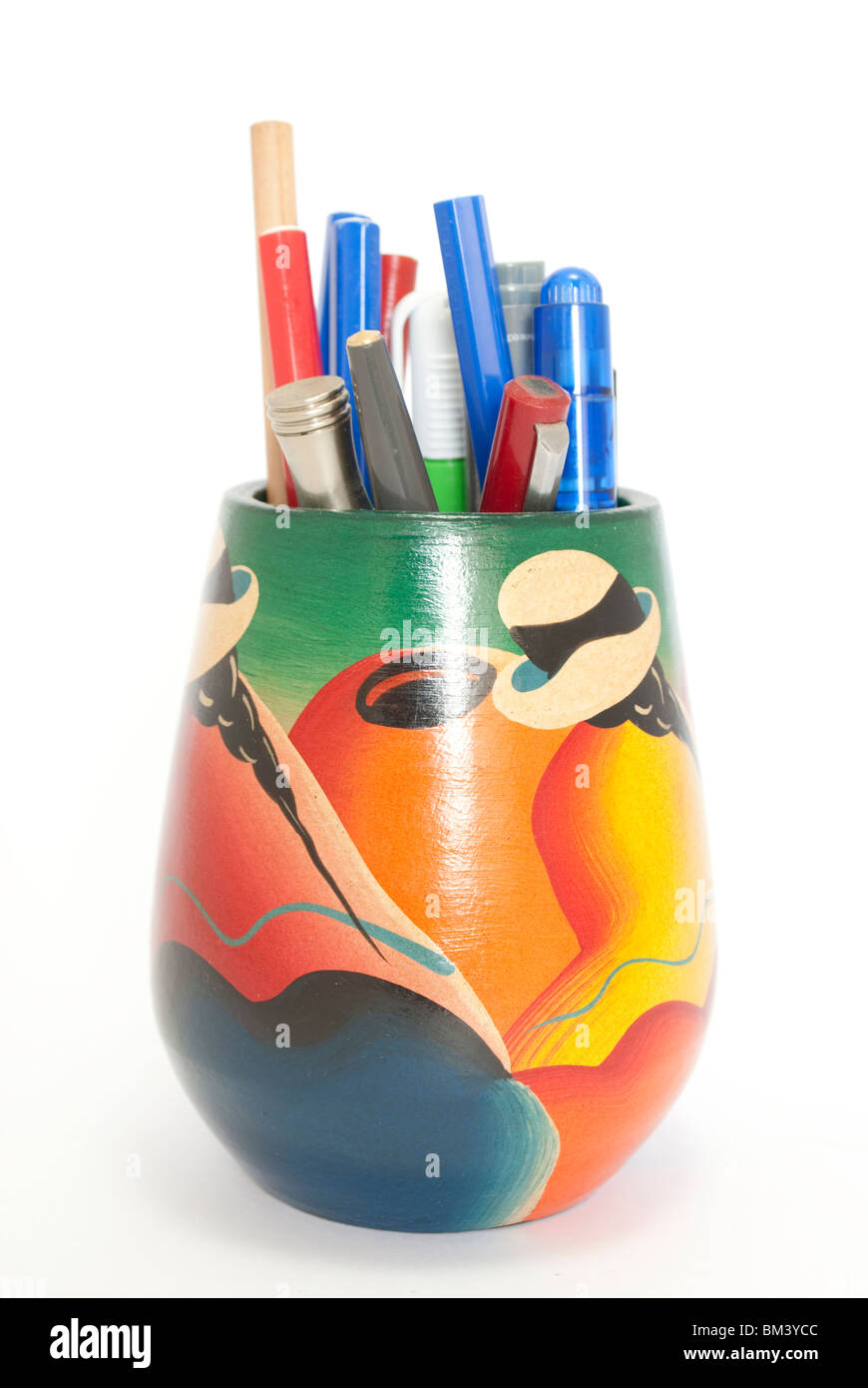 vase decorated with pencils Stock Photo - Alamy