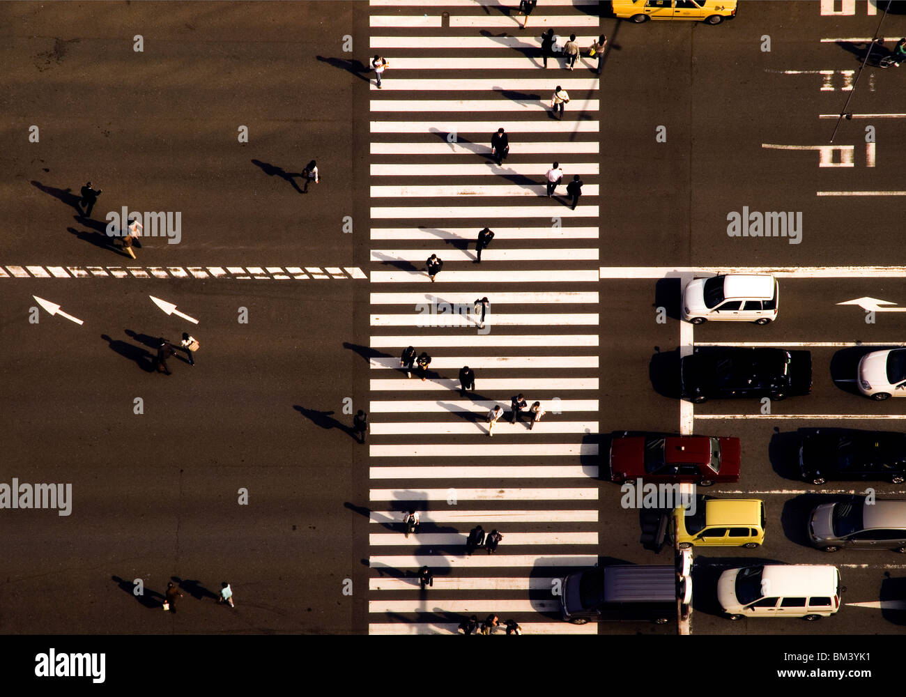 High Angle View of Crosswalk Stock Photo - Alamy