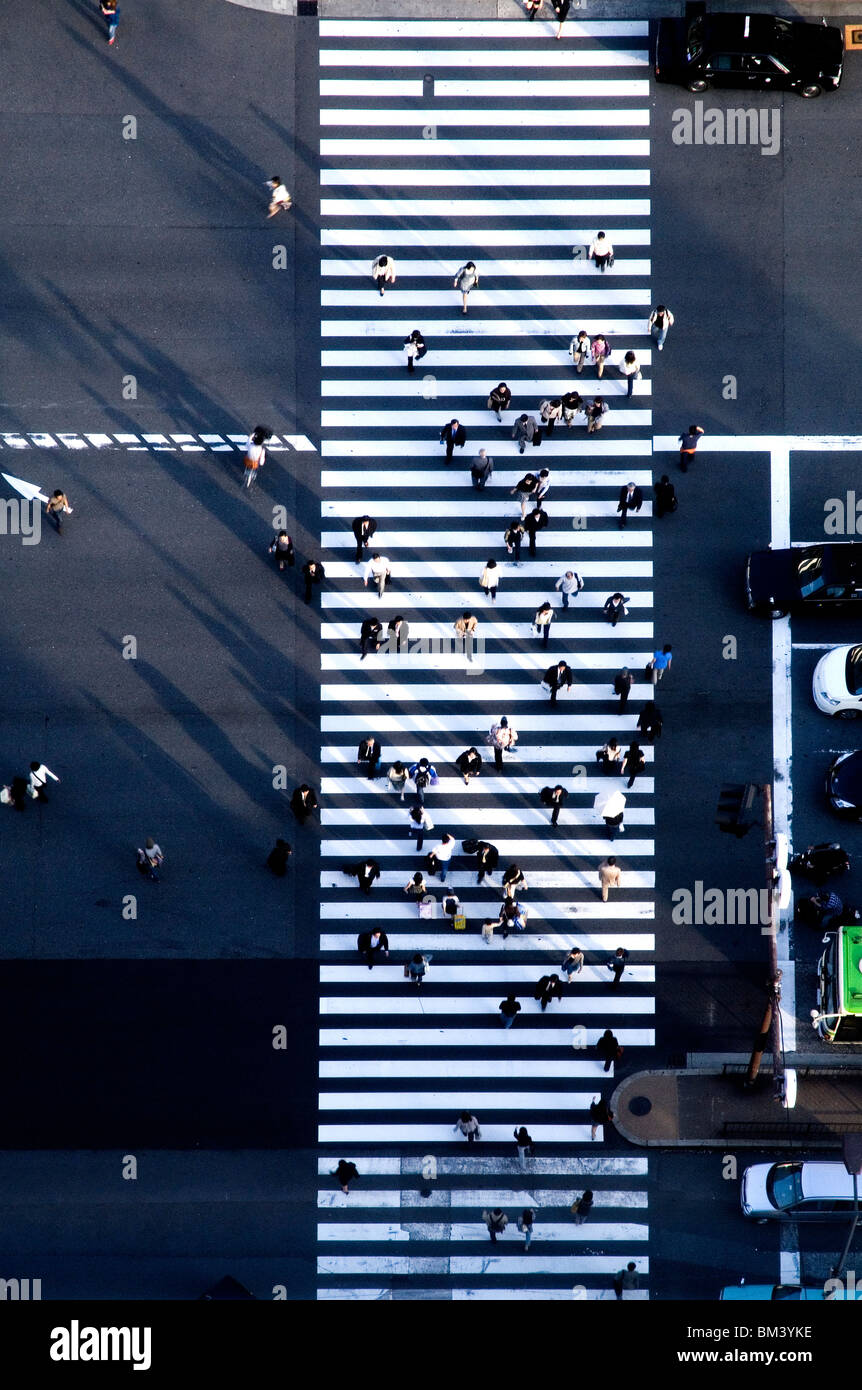 High Angle View of Crosswalk Stock Photo - Alamy